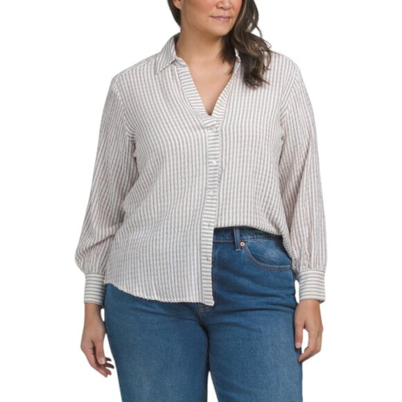 Jane and Delancey | Tops | Jane Delancey Plus Cabana Stripe Shirt ...